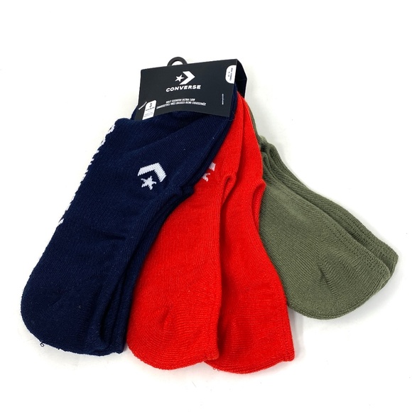 Converse | Accessories | Converse Ultra Low Socks 3 Pair Green Red Blue ...